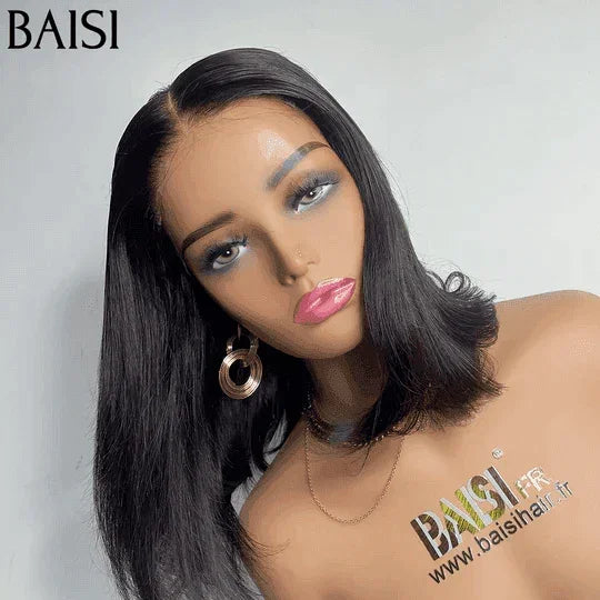 BAISI Perruque 5X5 lace Lisse NOIR 12 Pouces en 100% Cheveux Humains – baisihairfr