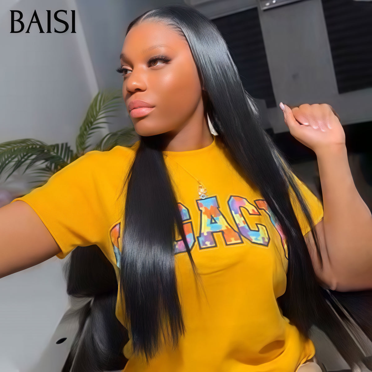 BAISI 13x4 Frontal Perruque Lisse 18 Pouce 89€ Pré-plucked Pas Besoin – baisihairfr