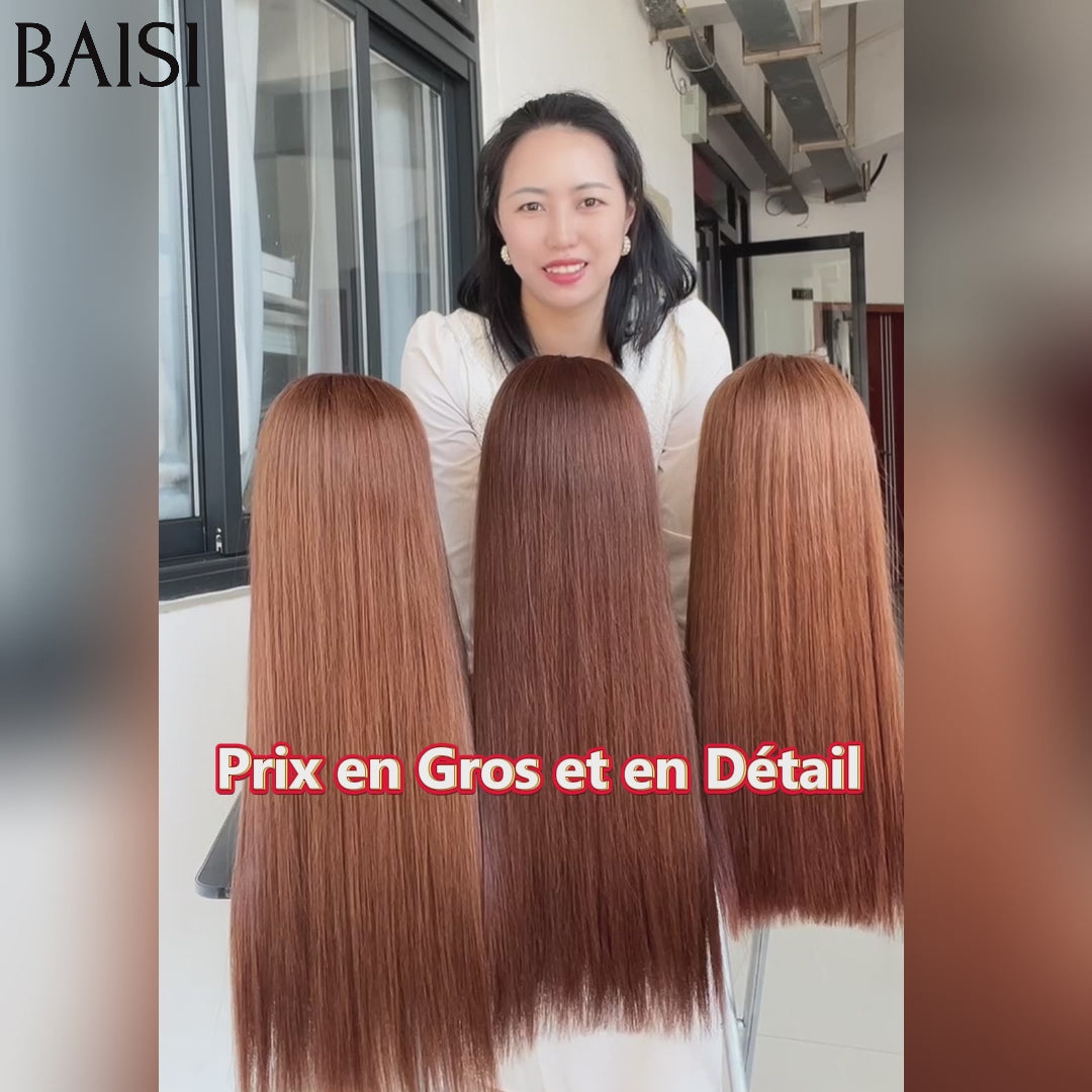 BAISI 4x4 Perruque Lisse marron de luxe A1 Fabriquées par les cheveux – baisihairfr