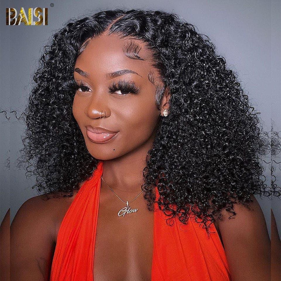 BAISI 13X4 Perruques de Luxe Curly A1 Fabriquées par les cheveux doubl ...