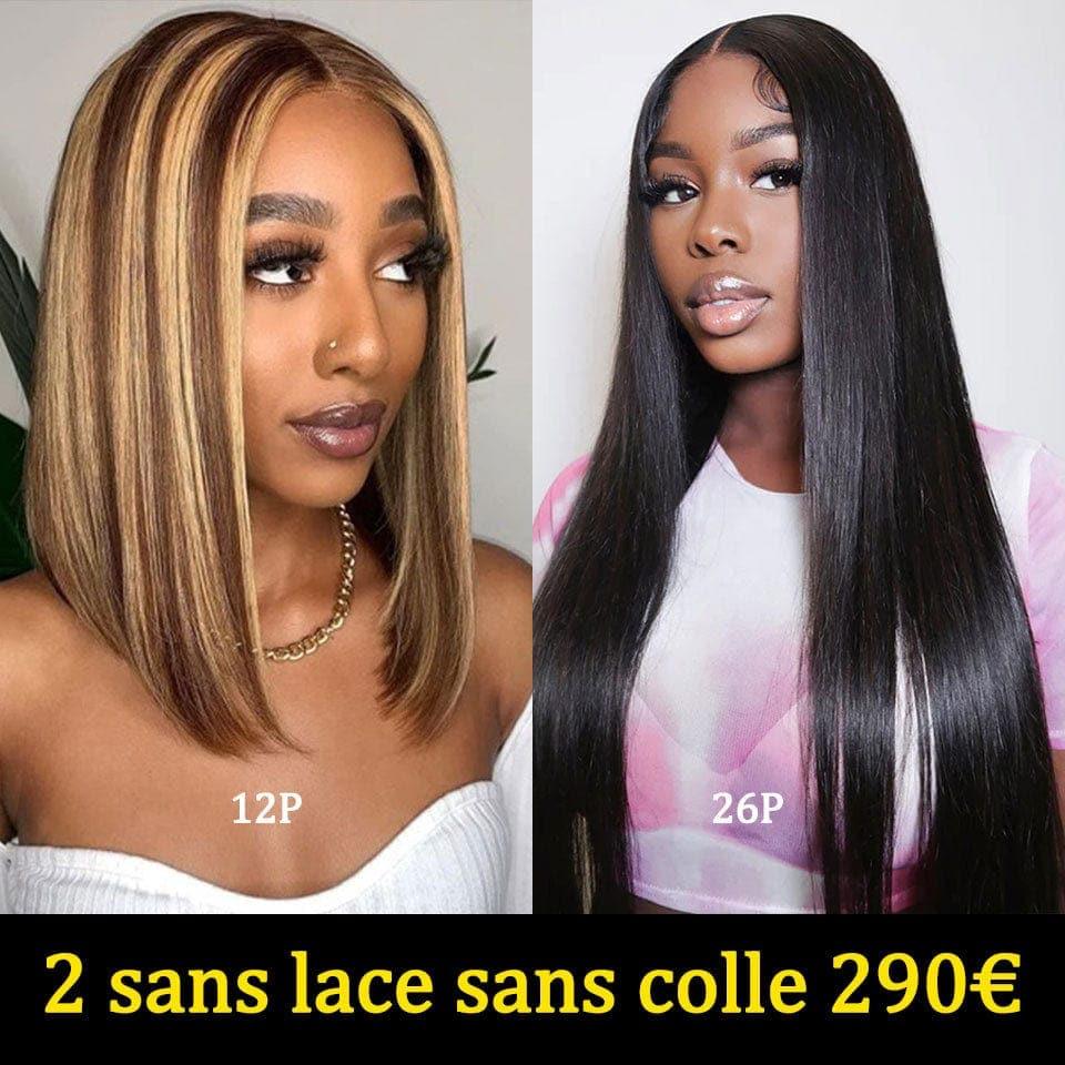 BAISI 2 Perruques Frontal 290€ Sans Colle Facile à Porter en 100% vrai ...